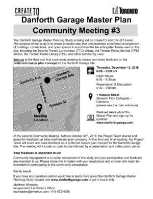 Act Now! Final Danforth Garage Master Plan Community Meeting