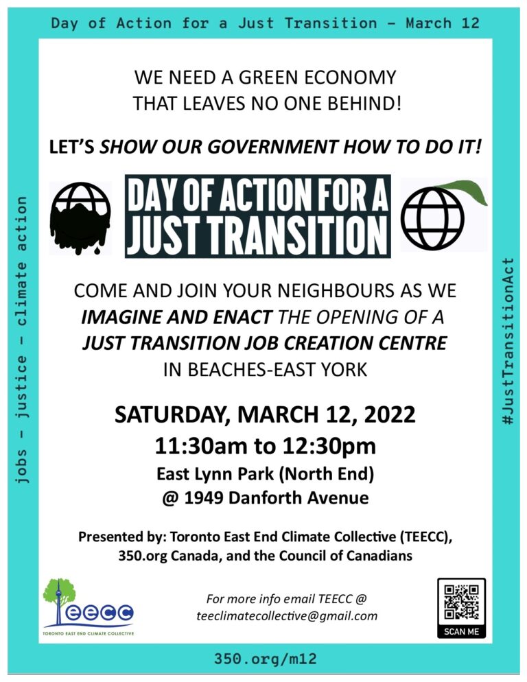 Day of Action for a Just Transition; Join the DECA Board; AGM coming up ...